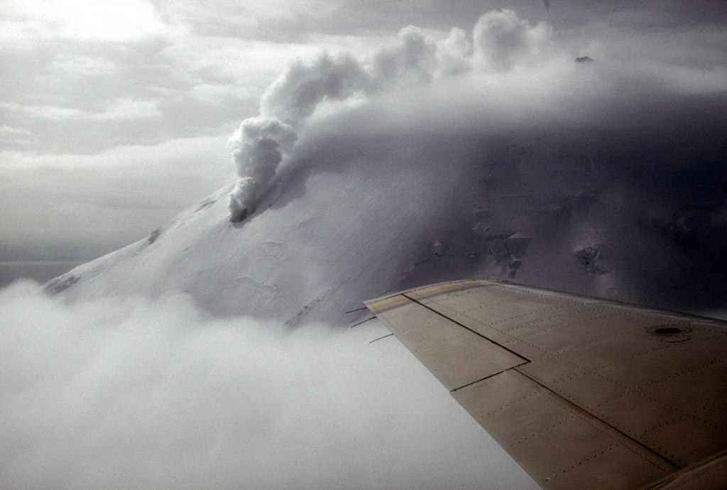 Aerial view of a vigorous fumarole at about 1,600 m (5,249 ft ...