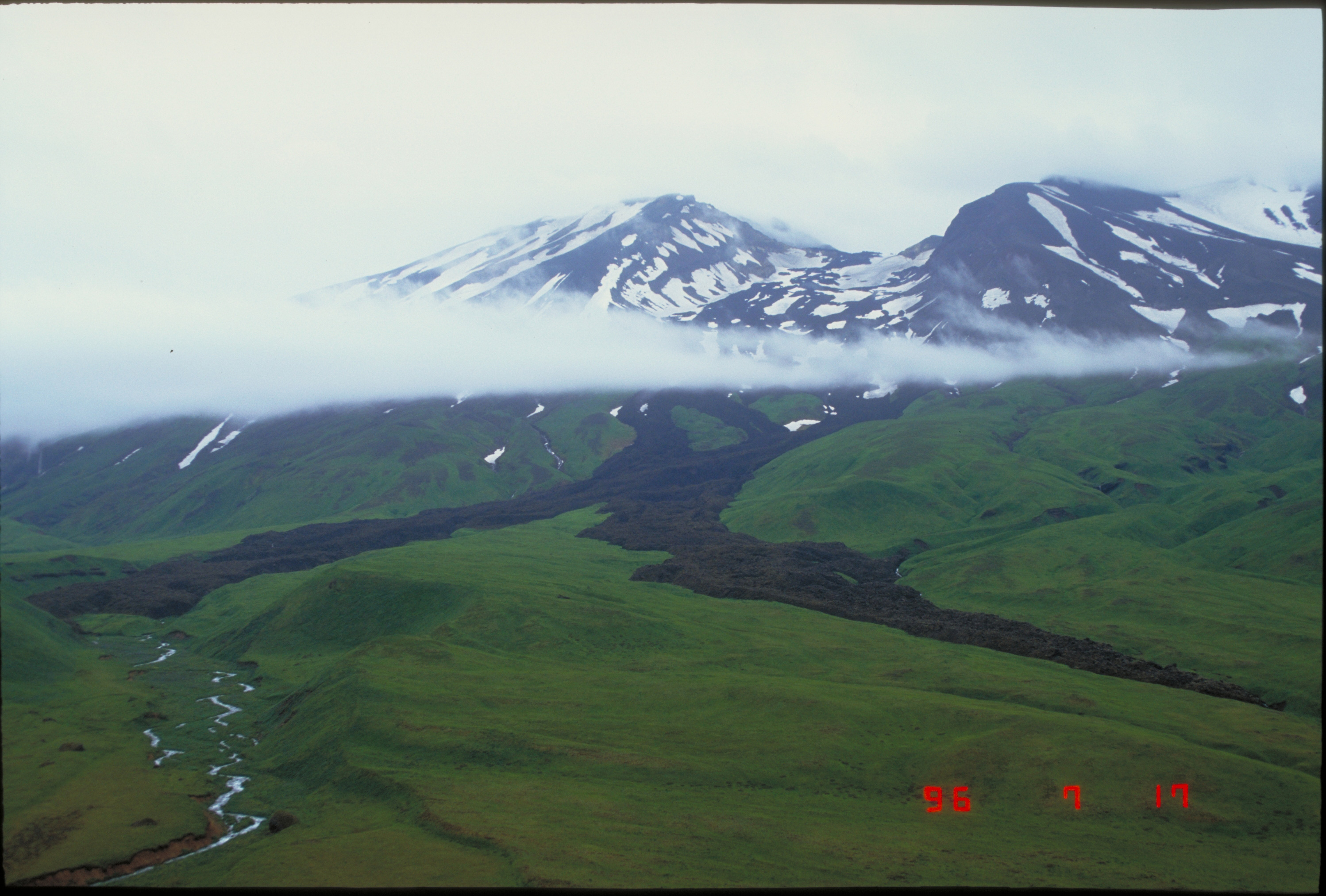 1978 lava flow at Akutan Volcano that advanced down the west flank ...