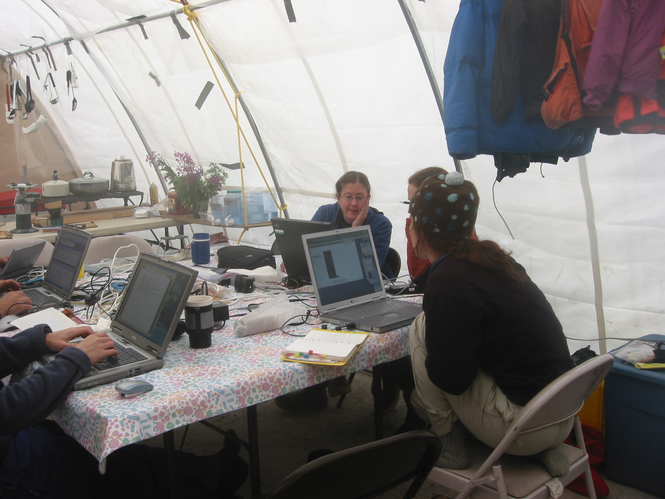 AVO scientists took advantage of the first stormy day to enter data ...