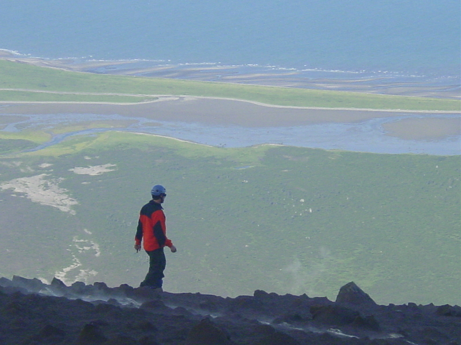 Augustine Field work, August, 2006. John Power (AVO-USGS), on summit ...