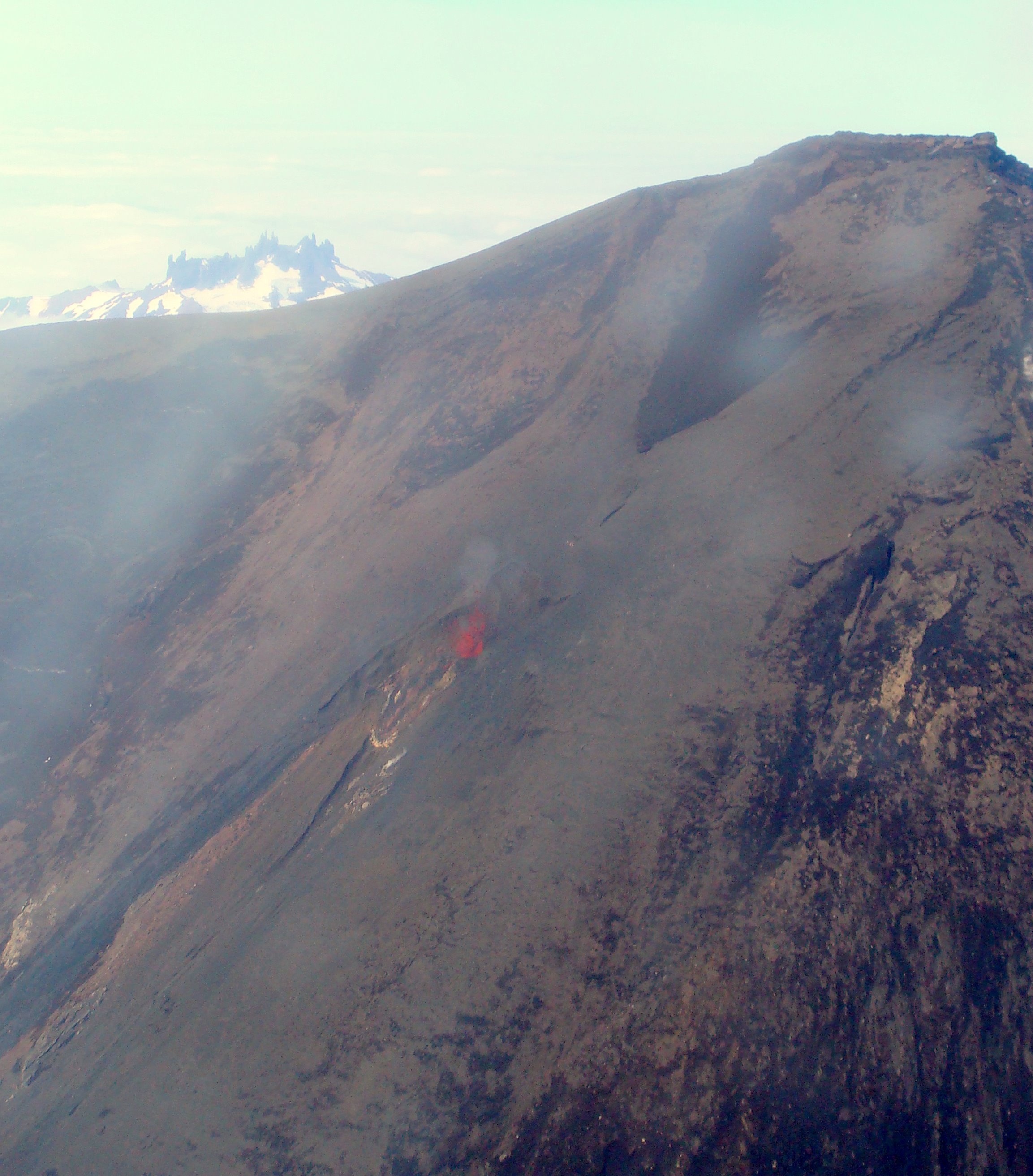 Photo taken by pilot Adam Dimmitt of the southeast flank of Pavlof ...