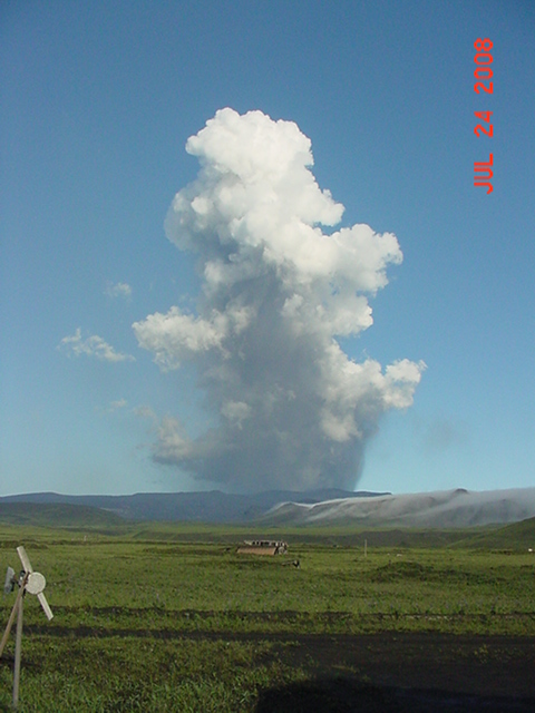 Photo of Okmok eruption, July 24, taken from Ft Glenn on the east flank ...