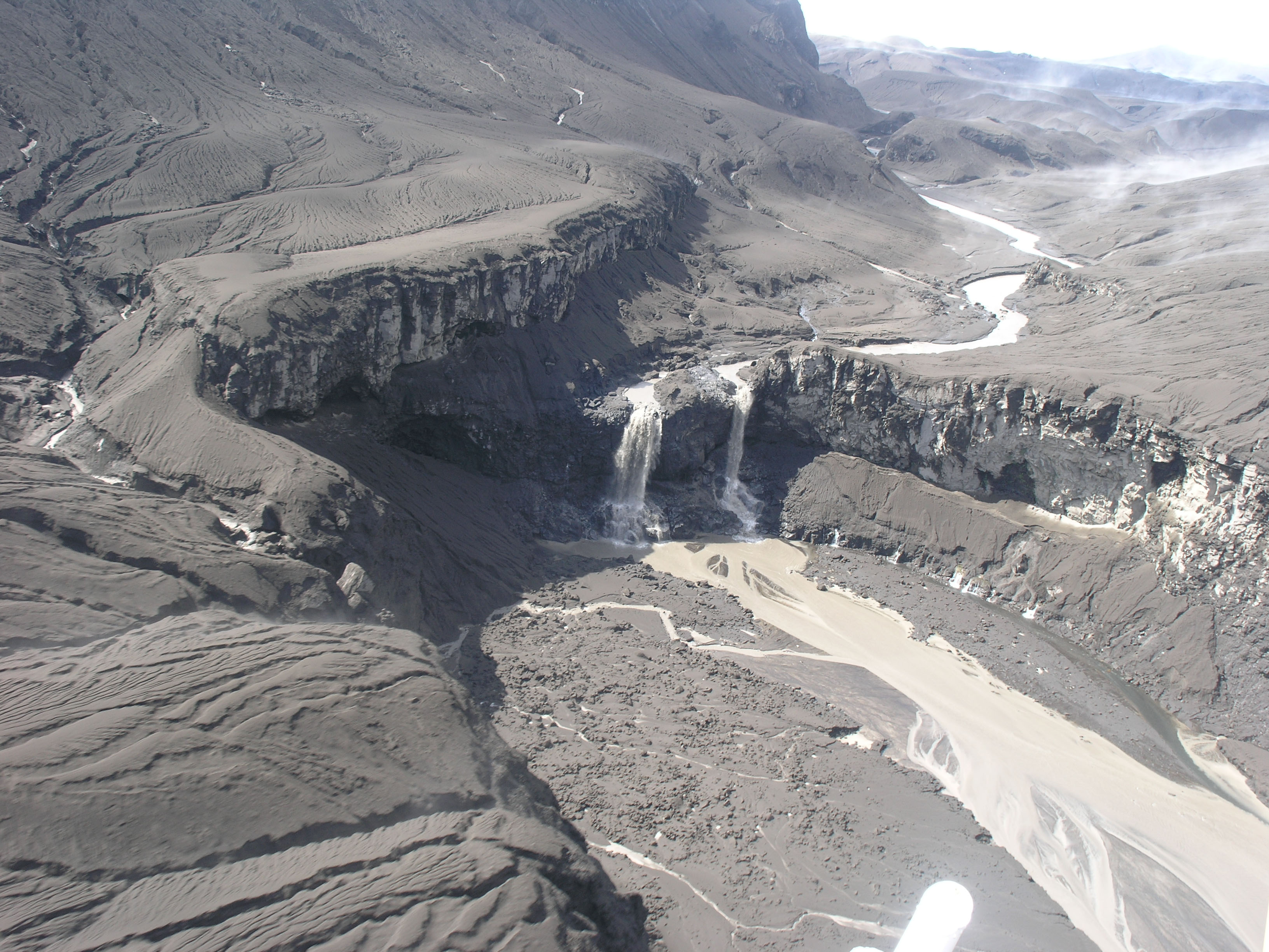 "The Gates" area of Okmok caldera, covered in ash from Okmok 2008 eruption.