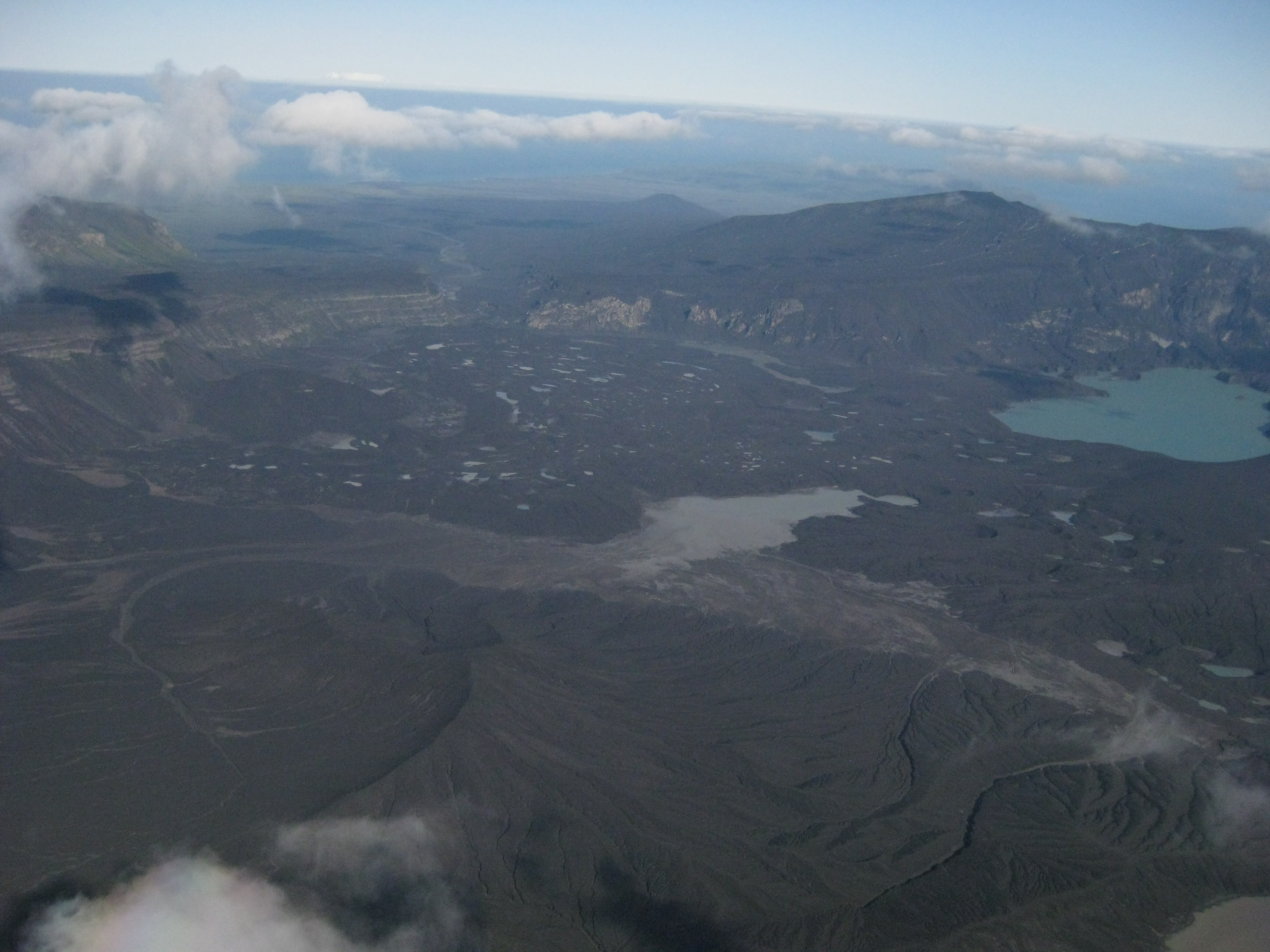 Photo showing a view looking towards the caldera gates from high above ...