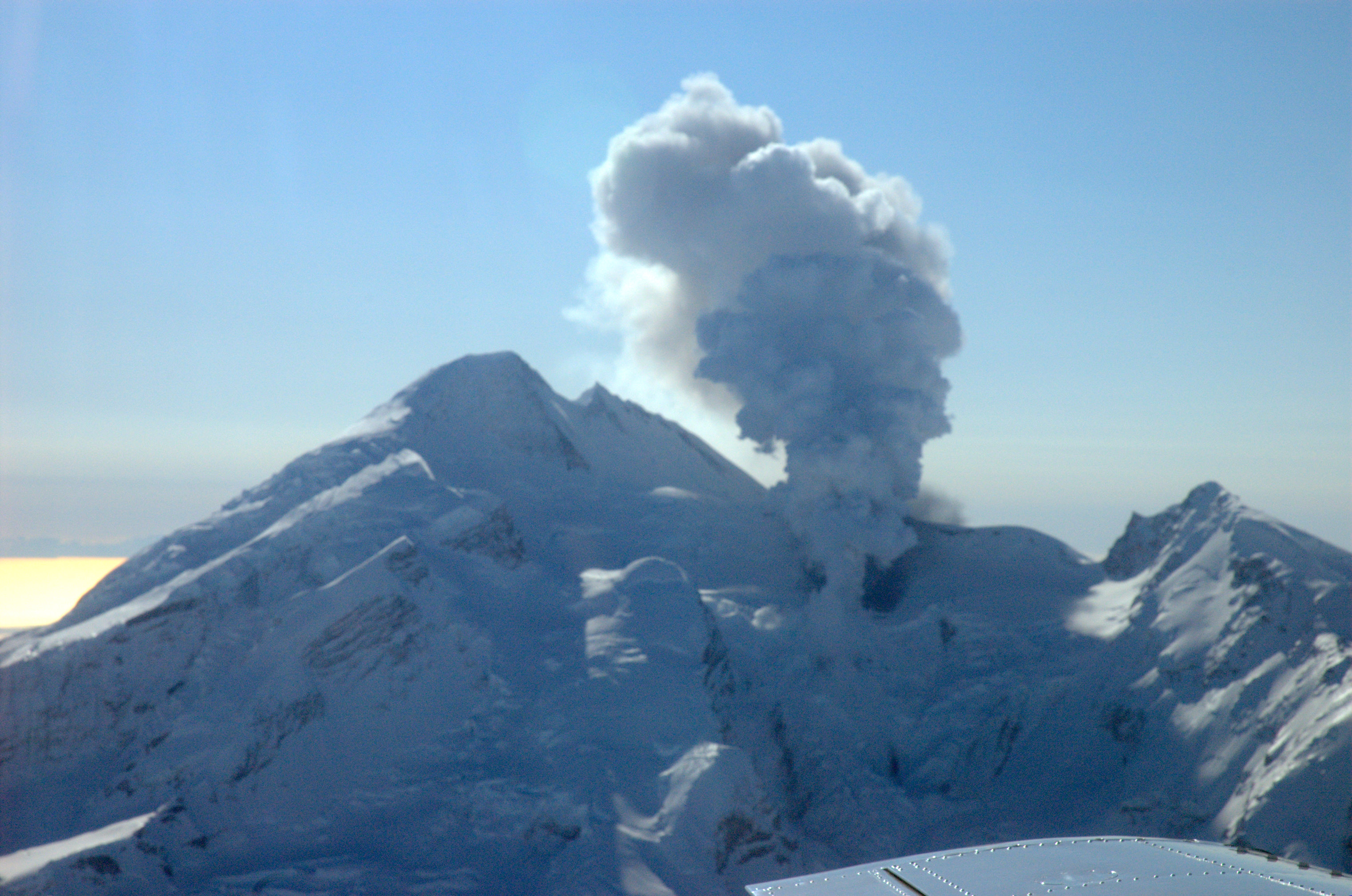 Looking south at the north flank of Redoubt volcano. Ashfall limited to ...