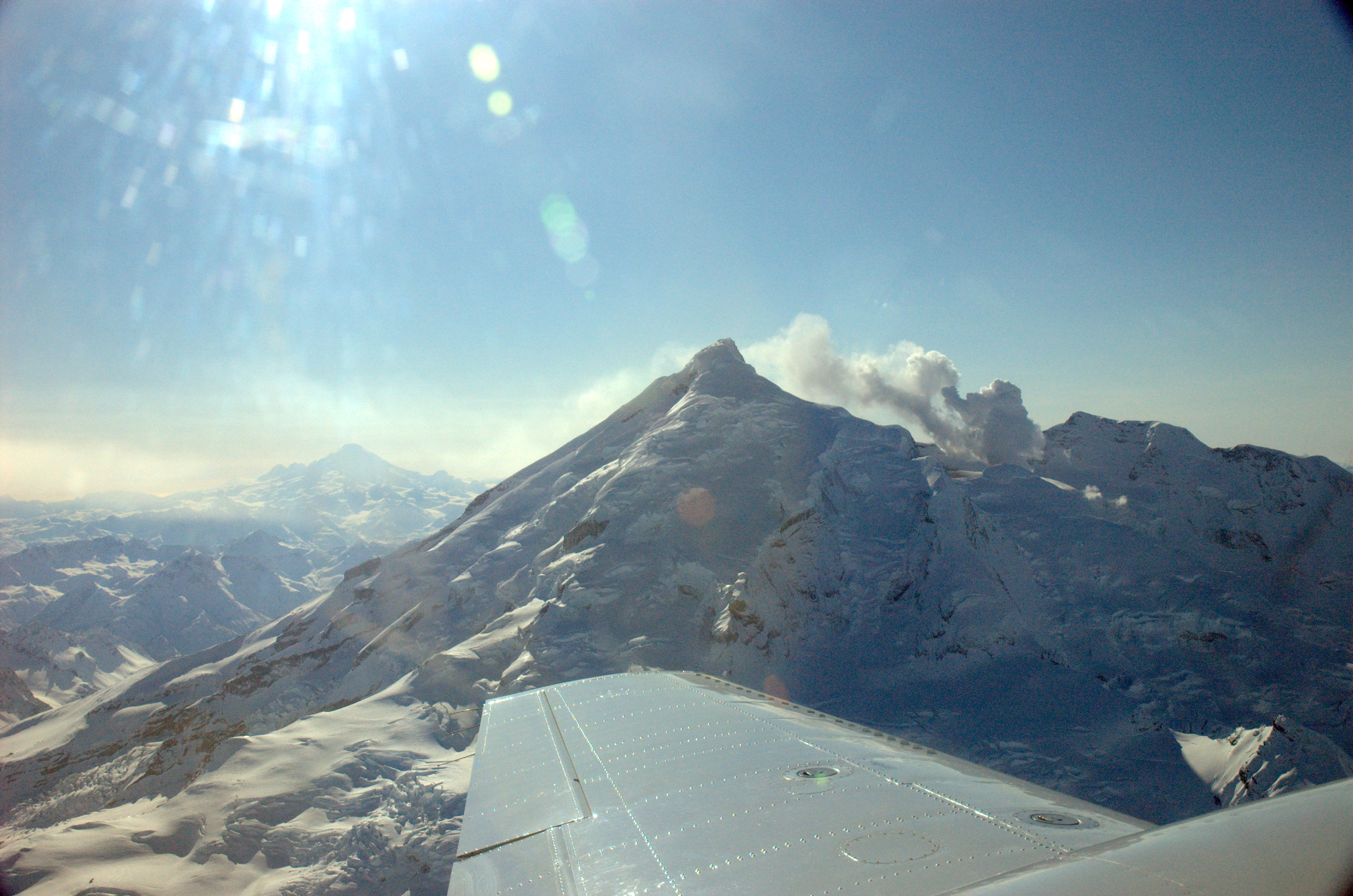 Photograph taken during observation / gas data collection flight to ...