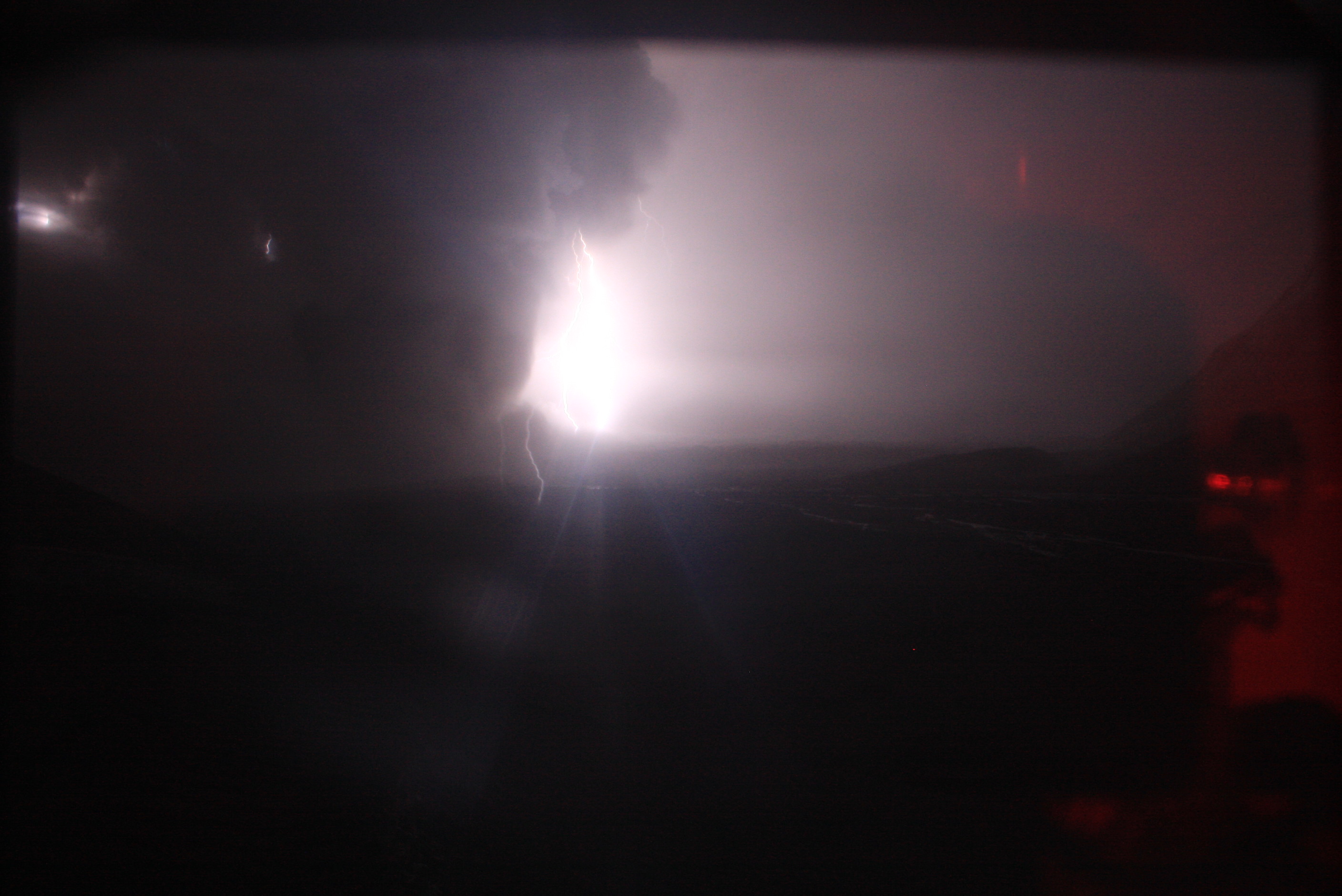 Night time lapse image showing lightning in the Drift River valley over ...
