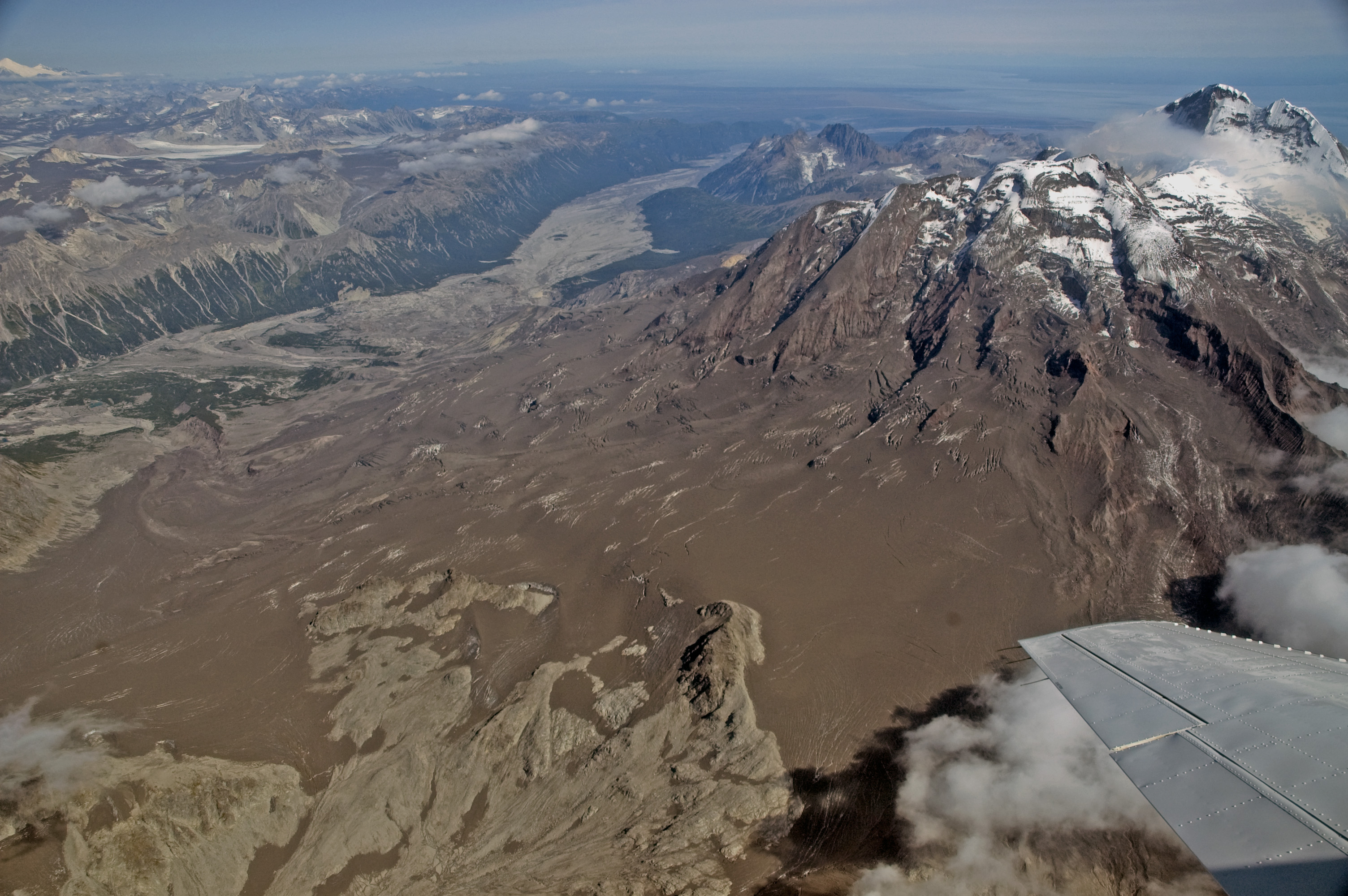 West flank of Redoubt Volcano covered with tephra from the 2009 ...
