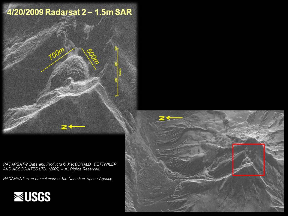 Radarsat-2 Synthetic Aperture Radar (SAR) backscatter image showing the ...