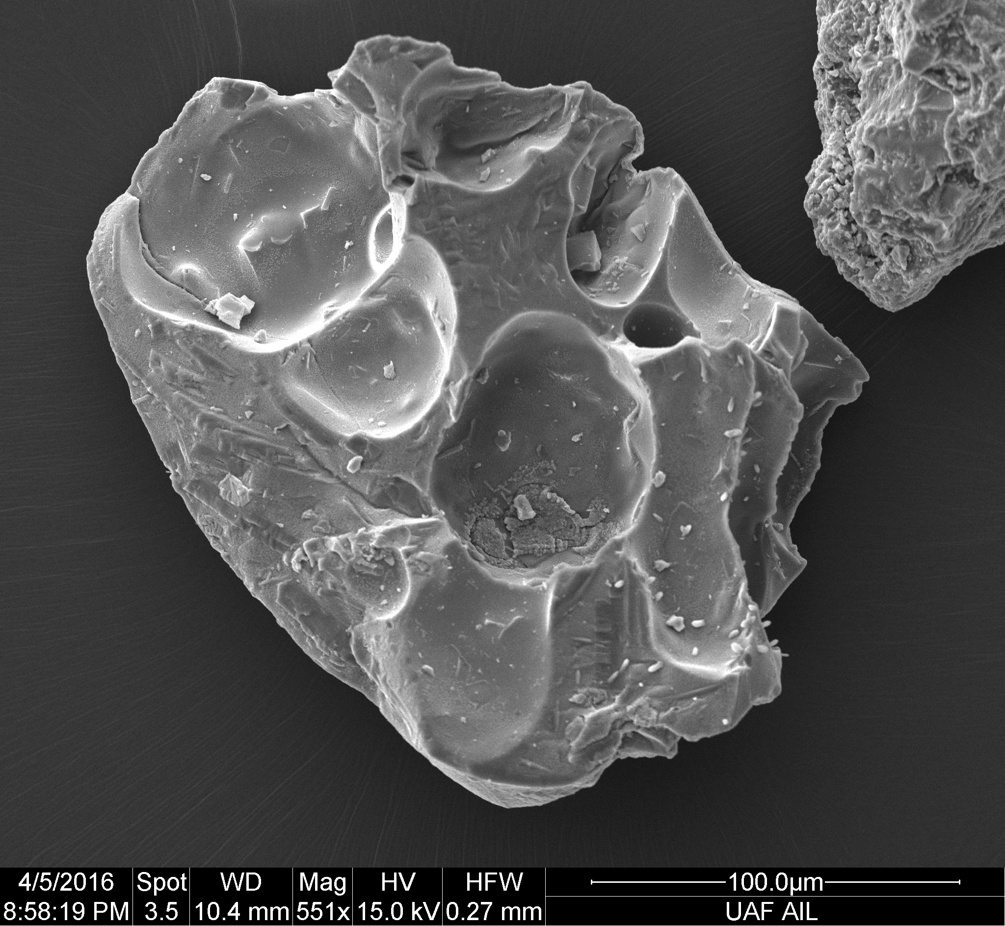 SEM image of a volcanic ash particle from the March 28, 2016 eruption ...