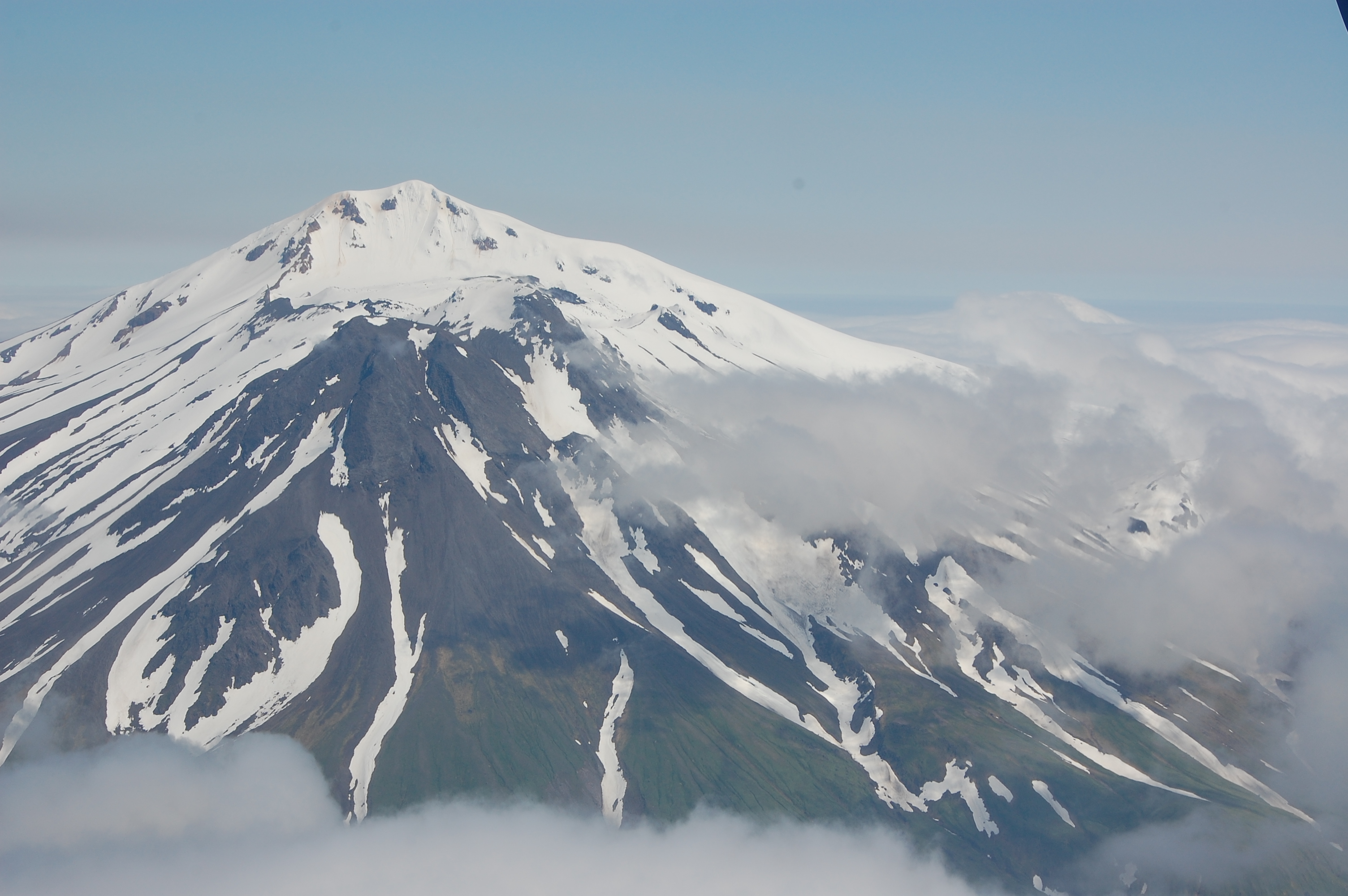 Great Sitkin volcano from the west, as seen on the approach to the Adak ...