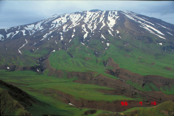 East-northeast flank of Akutan Volcano. Incised Holocene lahar deposits ...