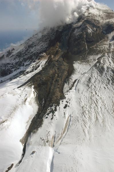Debris from a significant rock fall on the northwest flank. Lack of ...