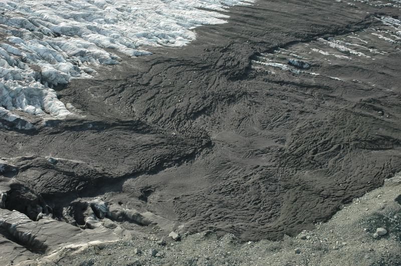 Photograph of debris flow deposit on the NW flank of Fourpeaked volcano ...
