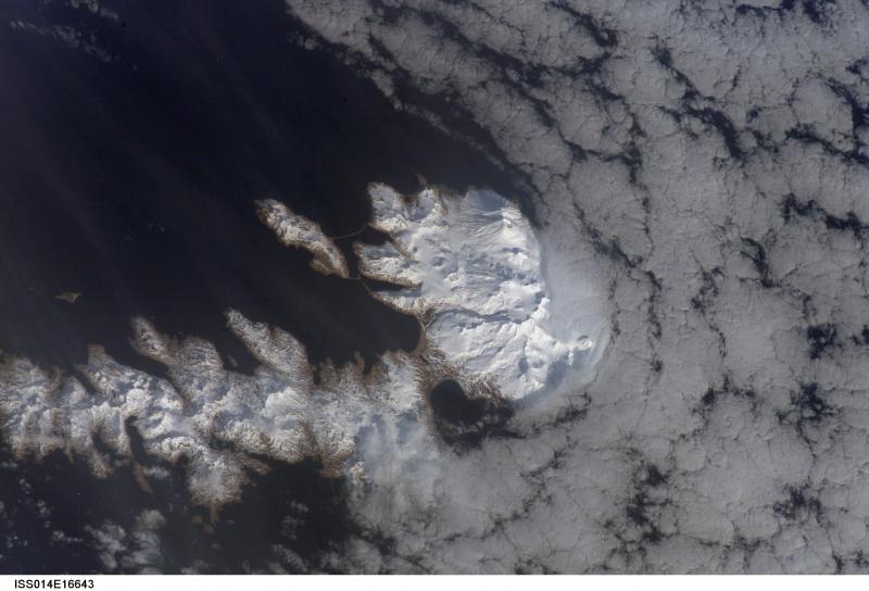 Atka Island, as viewed from space. On the northern portion of the ...