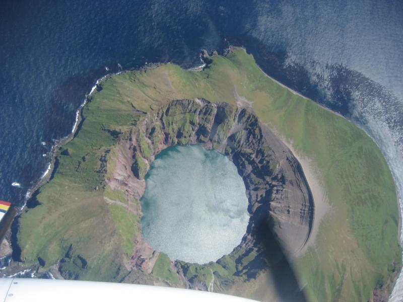 Kasatochi volcano taken from about 15,000 as pilot Jerry Morris ...