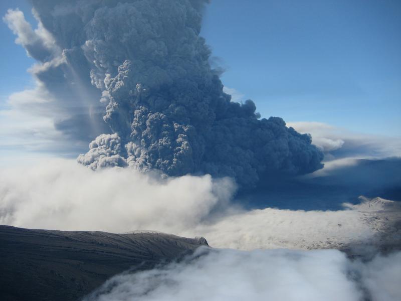 August 3rd 2008 eruption plume from Okmok Volcano.