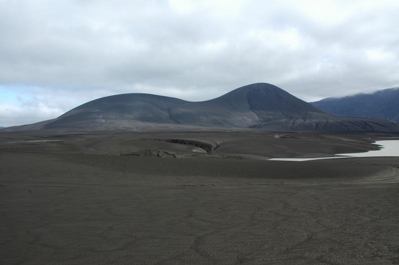 View of the new tephra cone (L) and Cone D (R) from the western ...