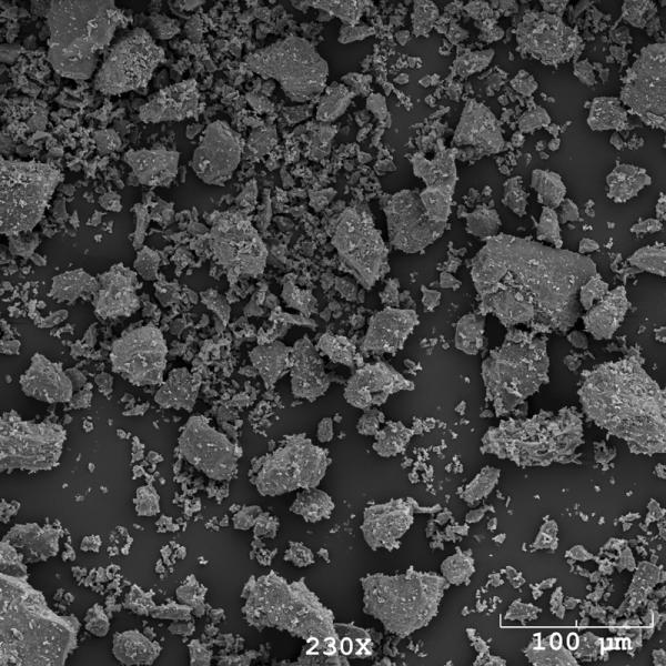 SEM image of ash particles from the 03/15/2009 event at Redoubt, which ...