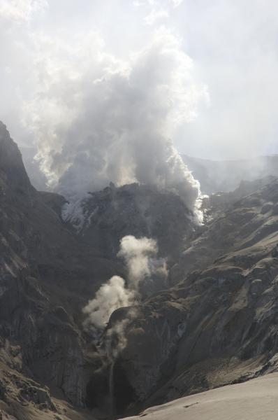 View of the north face of the active lava dome in the summit crater of ...