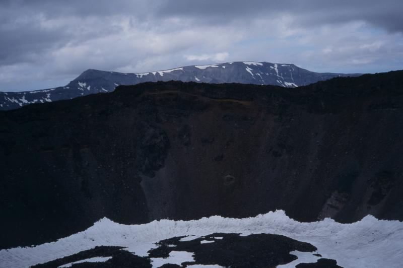 Aerial photo looking at the vent in Mt. Crater of Aniankchack. Photo ...