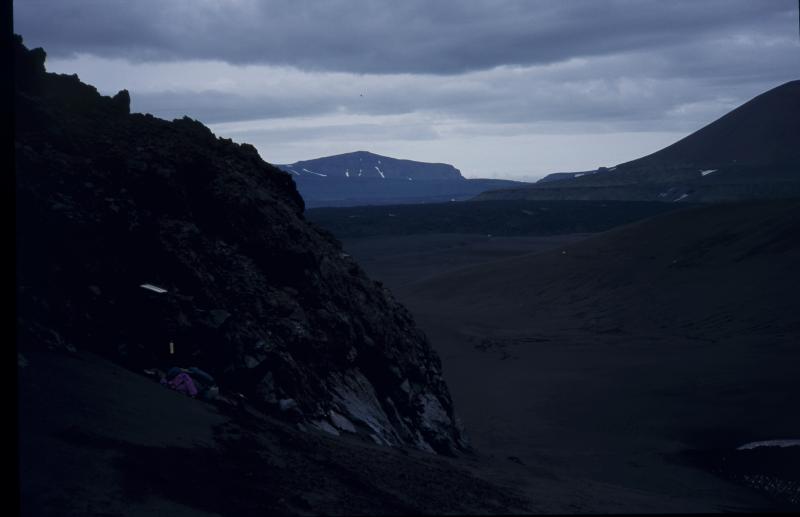 Cone F "chute" side within the lava flow. Photo courtesy of Tina Neal ...