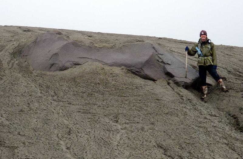 This is the largest lithic block observed in 2008 pyroclastic deposits ...