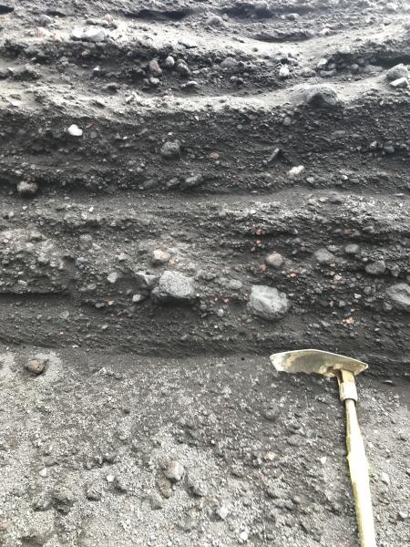 South flank station 18jrssh028. Stream cut exposing lahar sands that ...