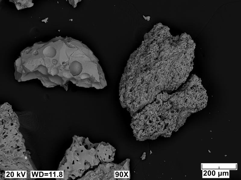 SEM image of ash particles from V2 pyroclastic-flow deposit at ...