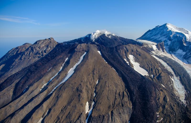 Oblique view of Great Sitkin Volcano looking northeast at the active ...